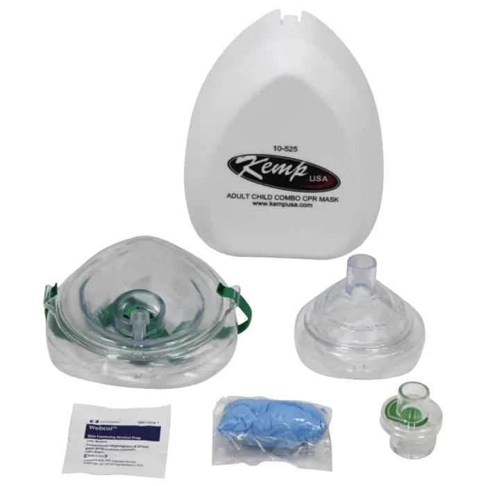Kemp CPR Mask Adult/ Child & Infant Combo with Gloves & Wipe in Hard C ...